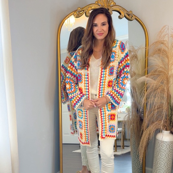 CHARLIE B | Sweaters | Nwt Charlie B Long Color Block Crochet Cardigan ...